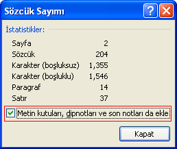 Word Belgesindeki Karakter ve Kelime Sayısını Görüntüleme - Portakal ...